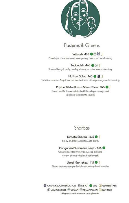 Menu of Diablo, Old Palasia, Indore
