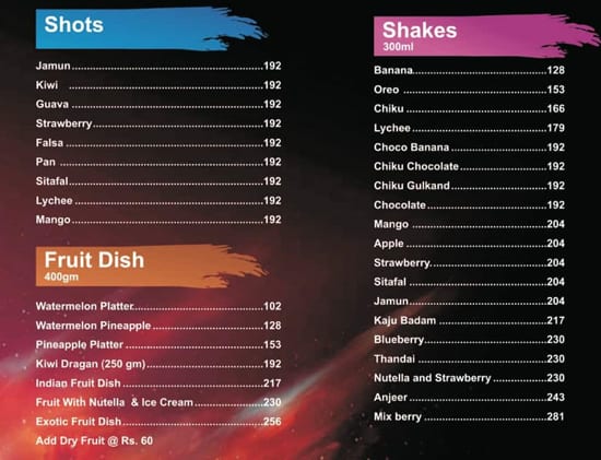 Menu of Juice Wala, Bodakdev, Ahmedabad