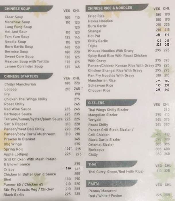 Menu of Green View Family Restaurant & Garden Banquet, Virar, Mumbai