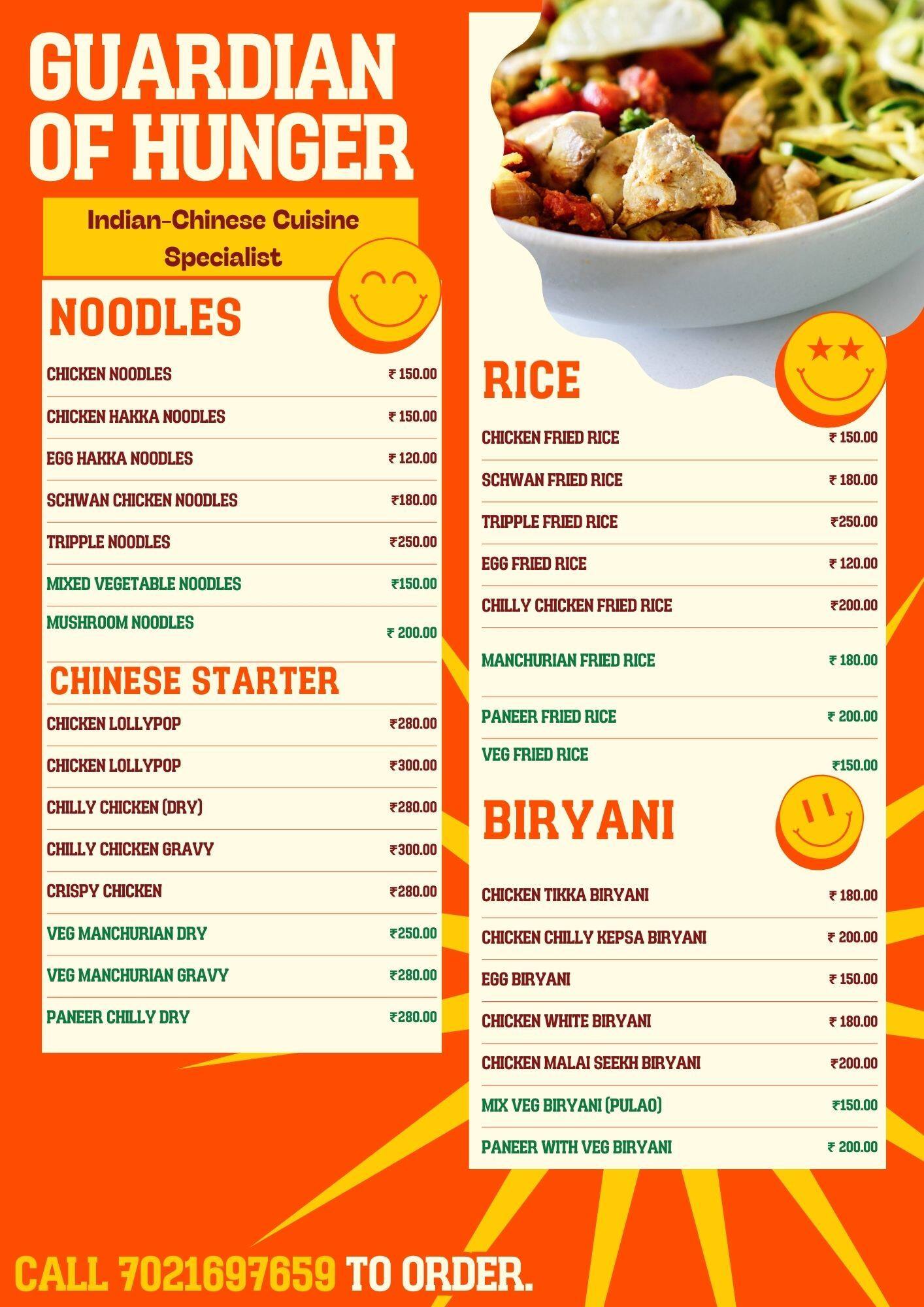 Menu of Guardians Of Hunger, Sakinaka, Mumbai