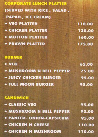 Menu at Nitty Gritty, Kolkata
