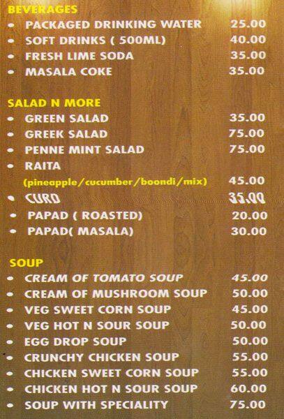 Menu at Nitty Gritty, Kolkata