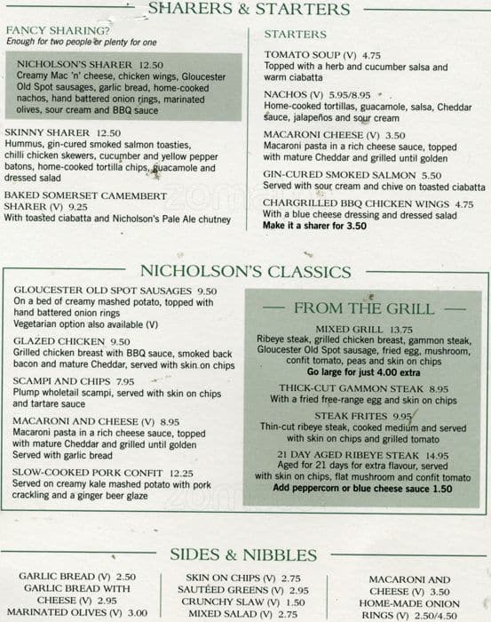 Menu at The Elephant And Castle pub & bar, London, 40 Holland St