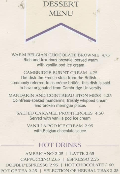 Menu at The Elephant And Castle pub & bar, London, 40 Holland St