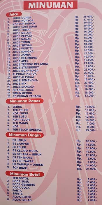 Menu at RM. Sederhana restaurant, Tangerang, Jl. Raden Saleh No.18