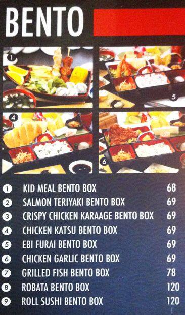 Menu at Robata Jinya restaurant, Jakarta, Gandaria City