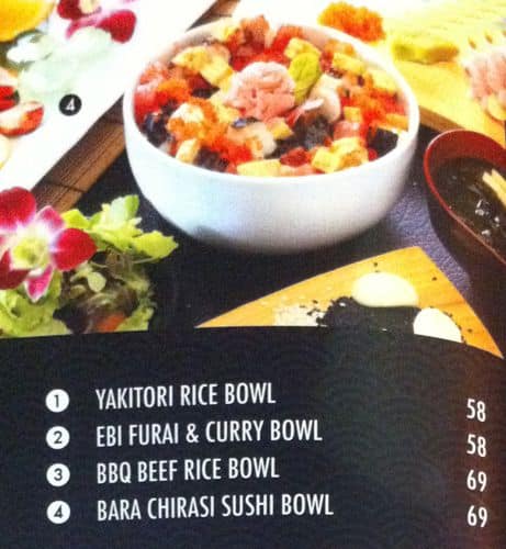 Menu at Robata Jinya restaurant, Jakarta, Gandaria City