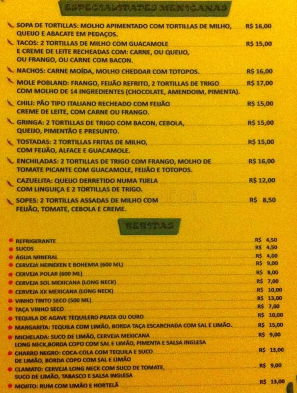 Mexicano Menu, Menu de Mexicano, Cidade Baixa, Porto Alegre - Zomato Brasil