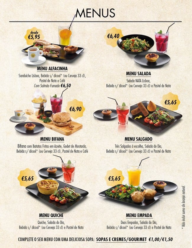 Menu em The World Needs Nata cafeteria, Lisboa