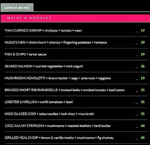 Menu at Origin North restaurant, Toronto, Bayview Ave