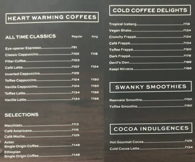 Cafe Coffee Day Menu, Menu for Cafe Coffee Day, Madhapur, Hyderabad ...