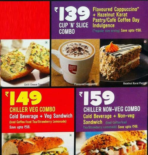 Menu at Cafe Coffee Day, Hyderabad, CC8X+F45