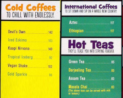 Menu at Cafe Coffee Day, Hyderabad, CC8X+F45