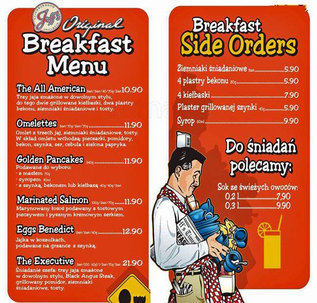 Jeff's menu, Menu restauracji Jeff's, Służew, Warszawa - Gastronauci/Zomato