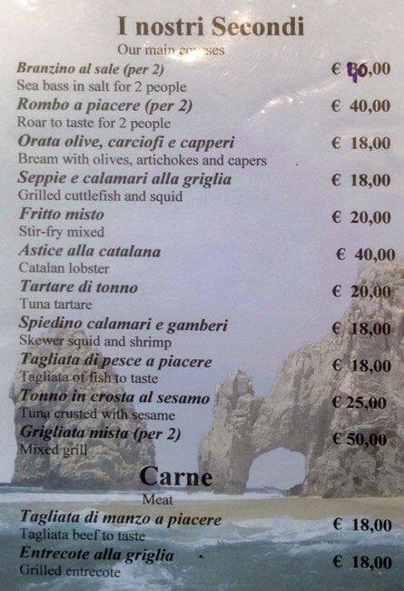 Menu at OSTERIA LA CALA Ristorante di Pesce - Ristorante Sardo, Milan