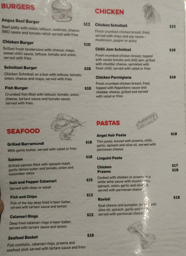 Menu at Hotel Rockdale pub & bar, Rockdale