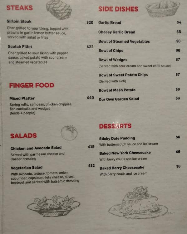 Menu at Hotel Rockdale pub & bar, Rockdale