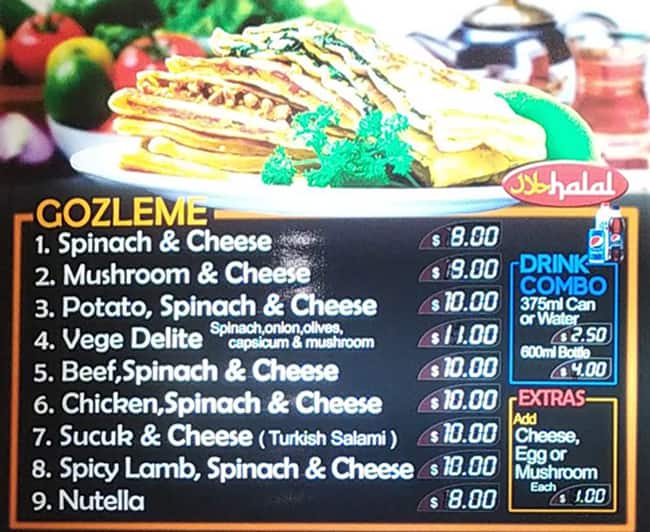 Menu at Toros Kebab restaurant, Rockdale