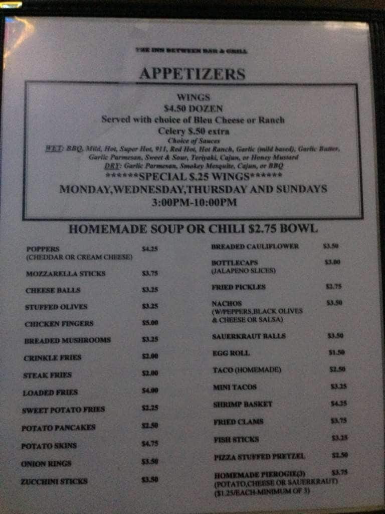 Menu at The Inn Between Bar & Grill, North Royalton