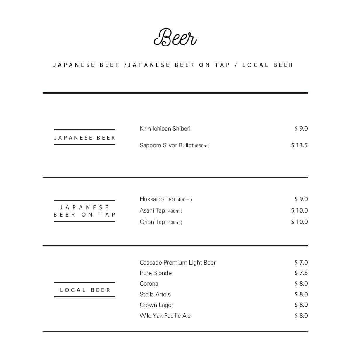 Menu at Yuzu North Strathfield restaurant, North Strathfield