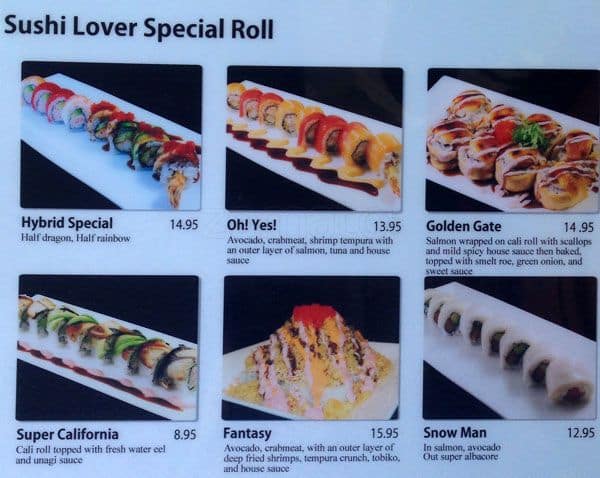 Menu at Sushi Lover restaurant, Belmont