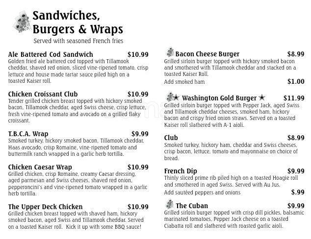 Menu at Silver Dollar Casino Mill Creek pub & bar, Bothell