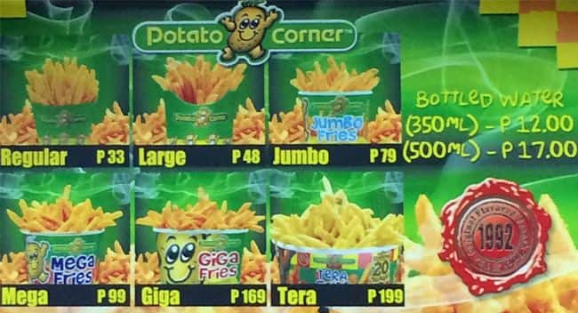 Potato Corner Menu, Menu for Potato Corner, Santo Domingo, Cainta ...