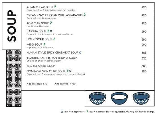 Menu of Nom Nom: Asian Bar & Eatery, Khar, Mumbai