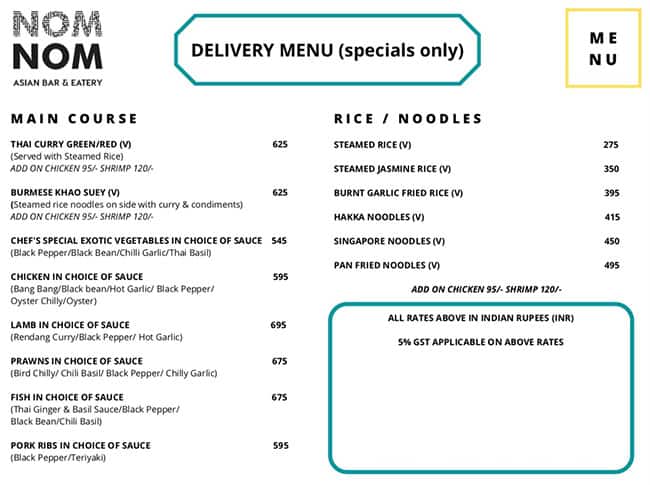 Menu at Nom Nom, Mumbai, 355