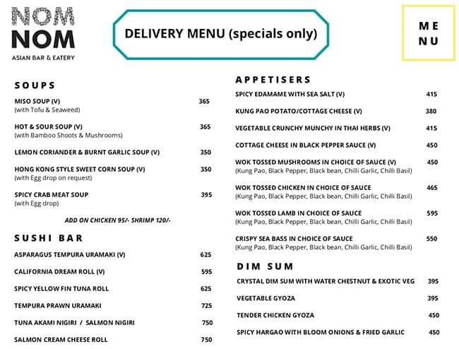 Menu at Nom Nom, Mumbai, 355