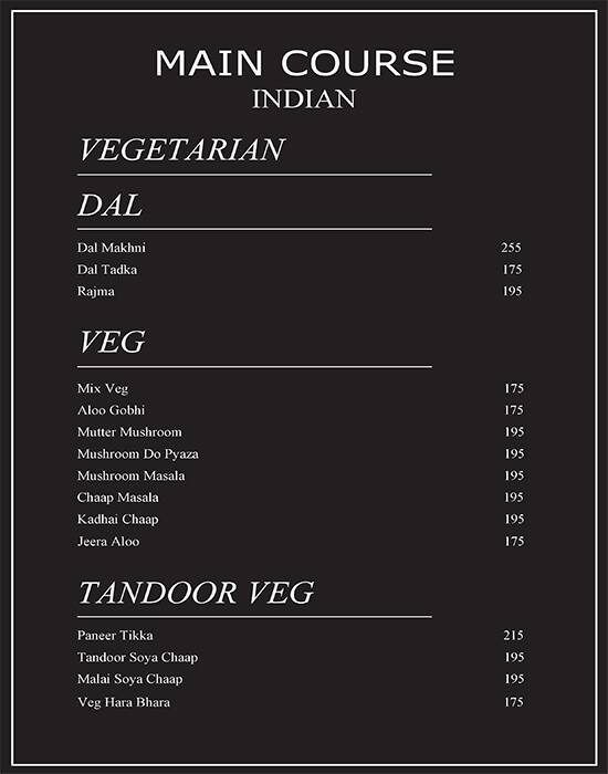 Menu of Jigsaw, DLF Phase 3, Gurgaon