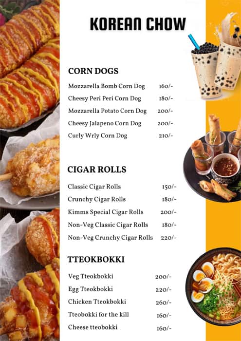 Menu of Korean Chow, Netaji Subhash Place, New Delhi