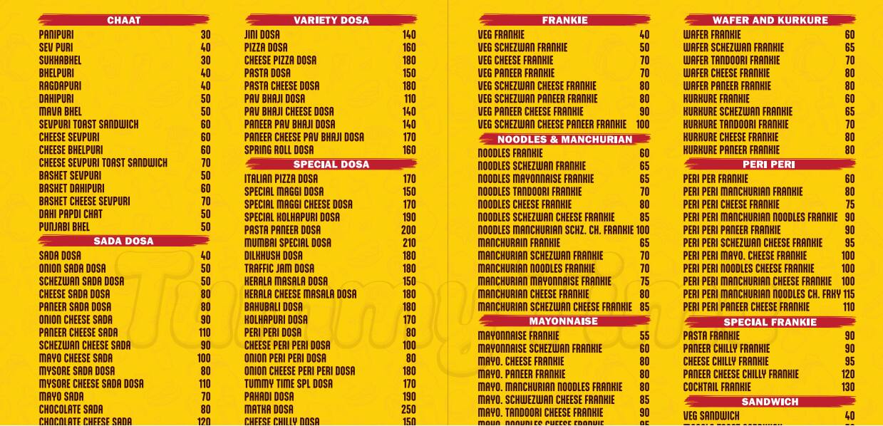 Menu of Tummy Time, Borivali West, Mumbai