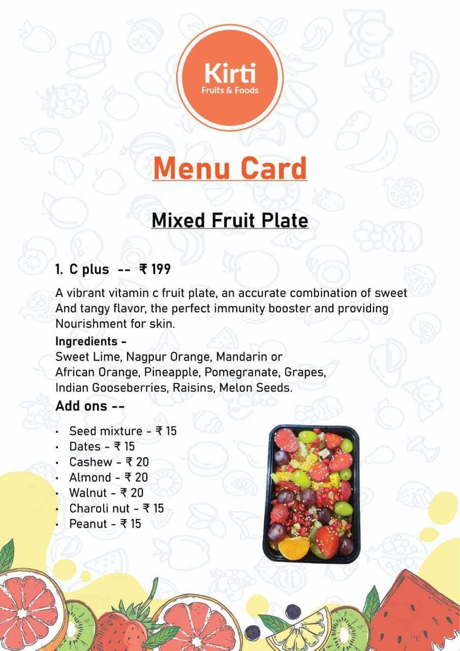 Menu of Kirti Fruits And Foods, Bavdhan, Pune