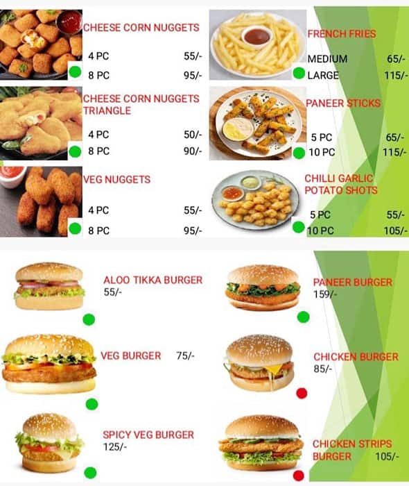Menu of Burger Hut, JP Nagar, Bangalore