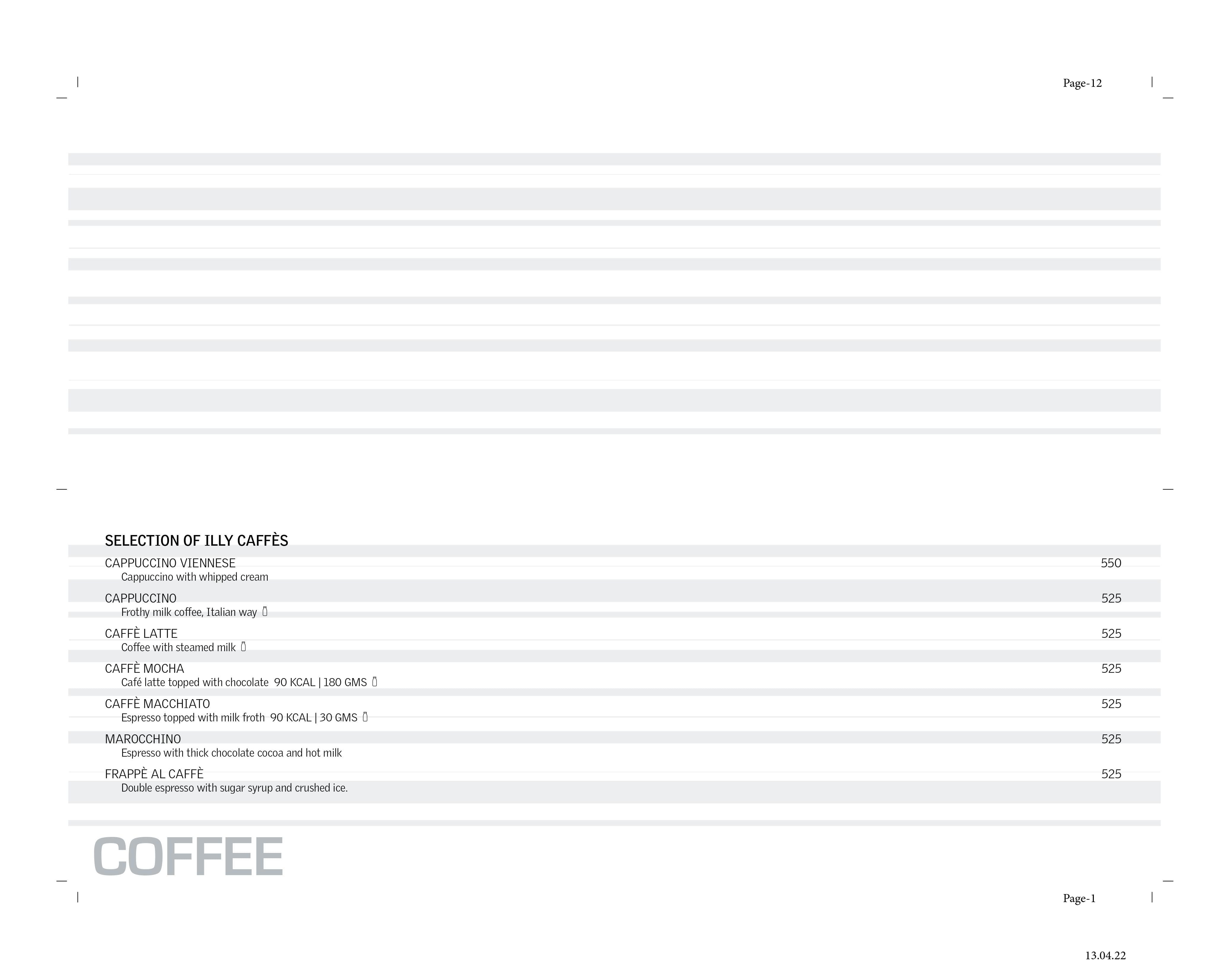 Menu of Longitude - Le Meridien, Janpath, New Delhi