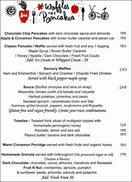 Menu at Barrio, Mumbai, Panch Marg