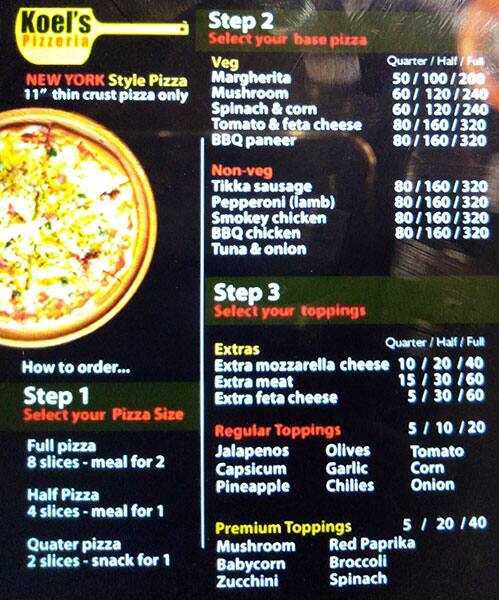 Koel's Pizzeria Menu, Menu for Koel's Pizzeria, Hennur, Bangalore - Zomato