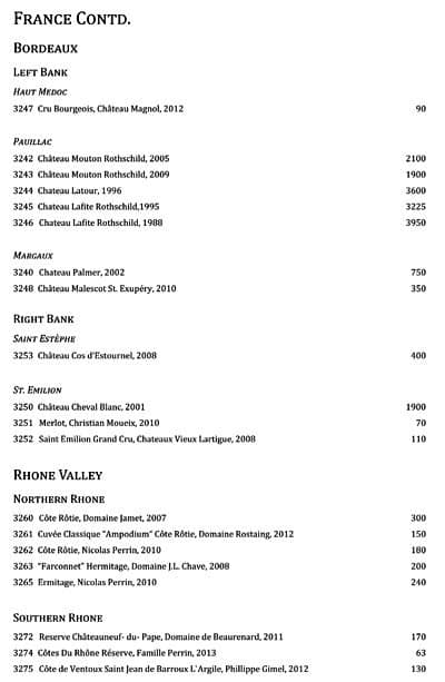 Menu at Shangri-La Toronto restaurant, Toronto