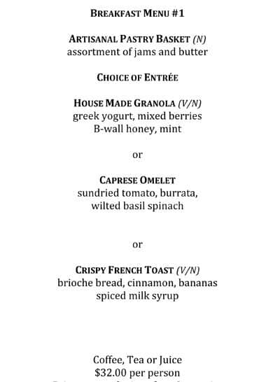 Menu at Bosk restaurant, Toronto