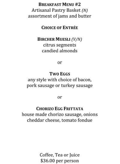 Menu at Bosk restaurant, Toronto