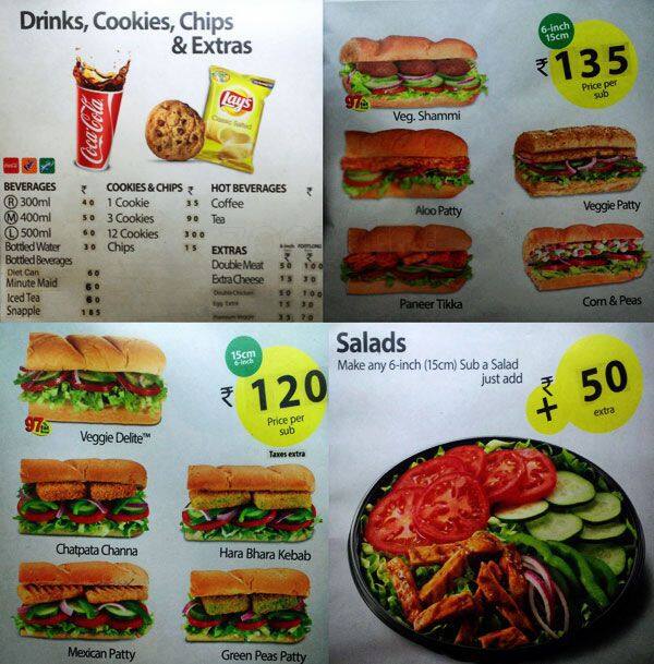 Menu at Subway, Ahmedabad, Devarc Mall