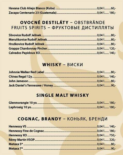 Menu at Grand Café - Grand Hotel Ambassador cafe, Karlovy Vary