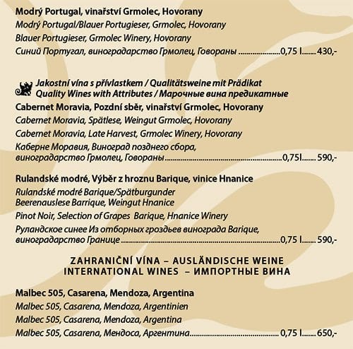 Menu at Grand Café - Grand Hotel Ambassador cafe, Karlovy Vary