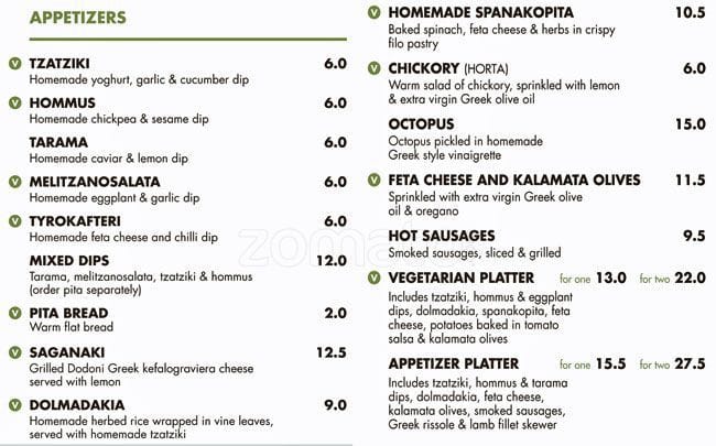 Stalactites Greek Restaurant Menu - Urbanspoon/Zomato