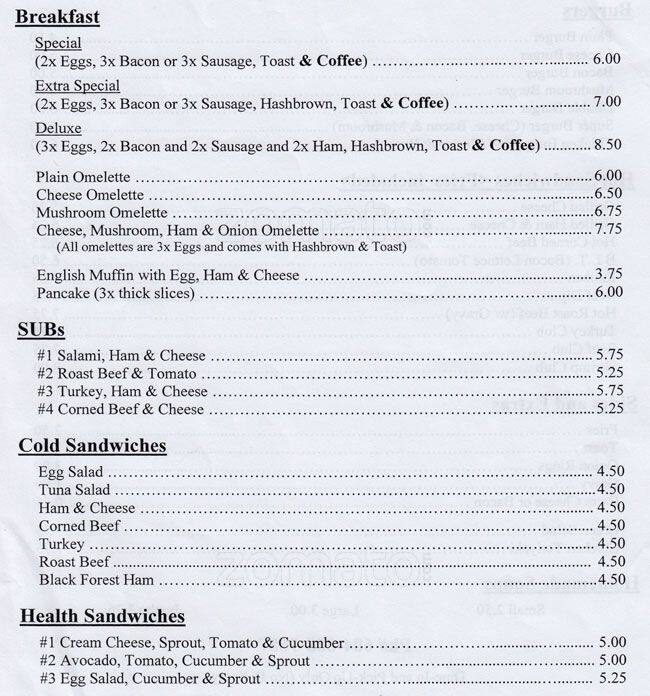 Menu at Port Kells Cafe, Surrey