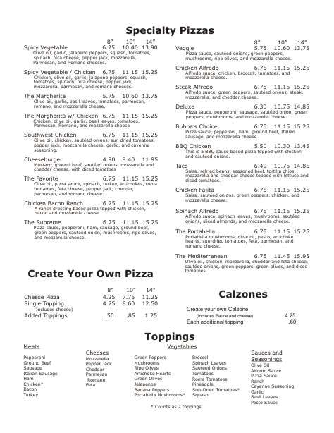 Menu at La Torcia Brick Oven Pizza - Cabot pizzeria, Cabot