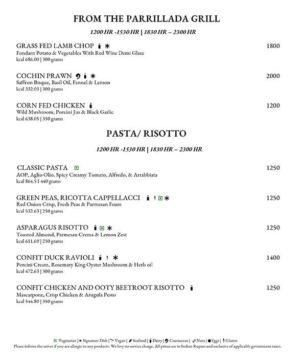 Menu of CUR8 - Four Seasons Hotel, RT Nagar, Bangalore