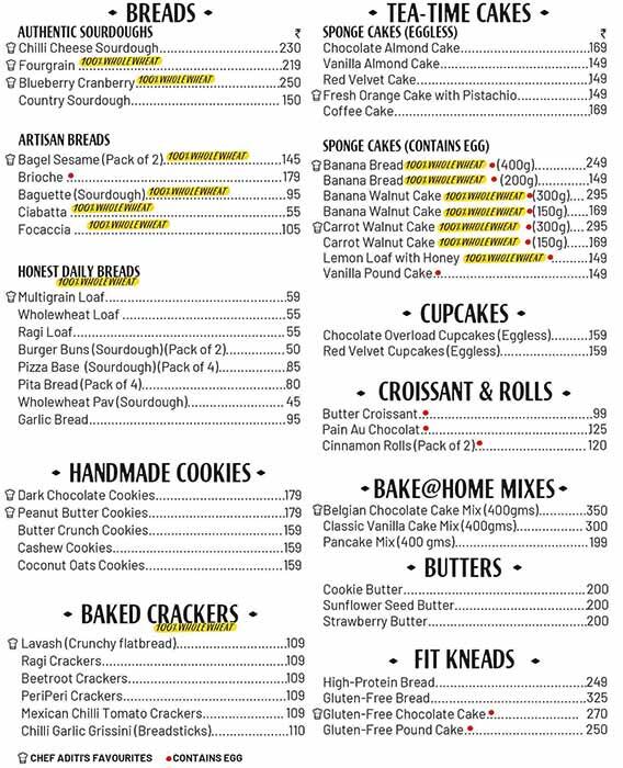Menu at The Baker's Dozen House of Sourdough, Bengaluru