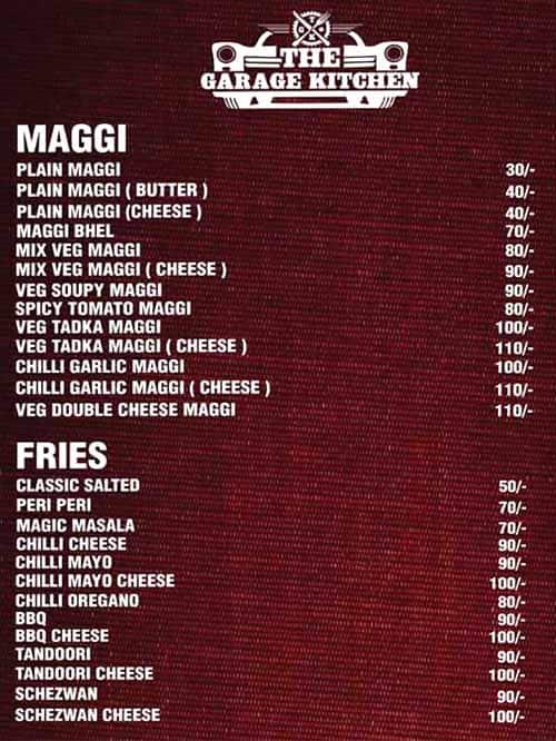 Menu at The Garage Kitchen, Varanasi